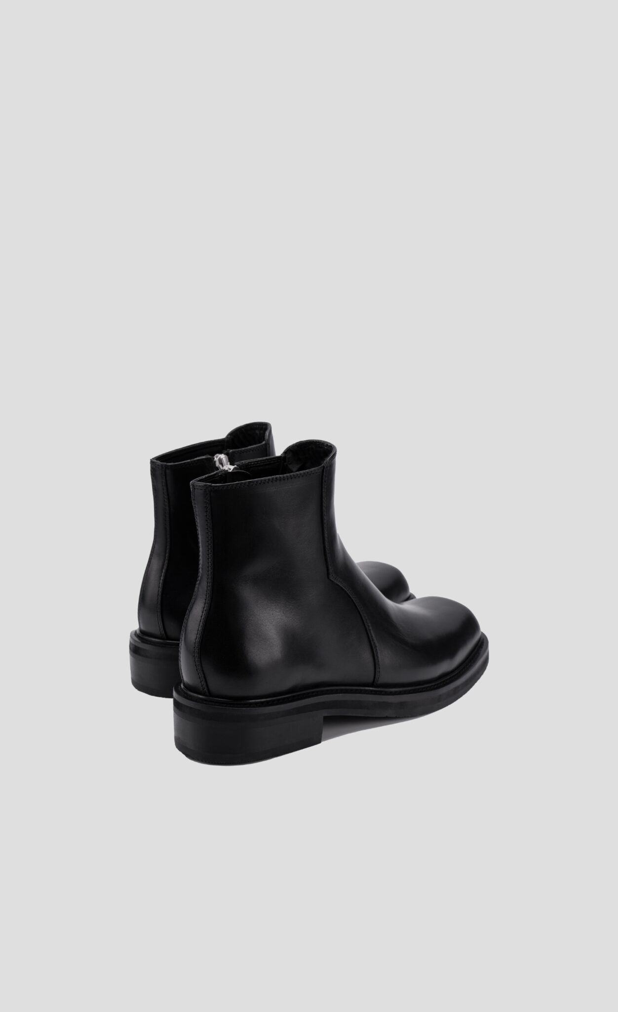 THE SQUARE TOE ZIP BOOTS | BLACK LEATHER - FANGY